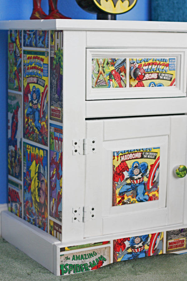 Super Hero Bedside Table Upcycle - Makes, Bakes and Decor